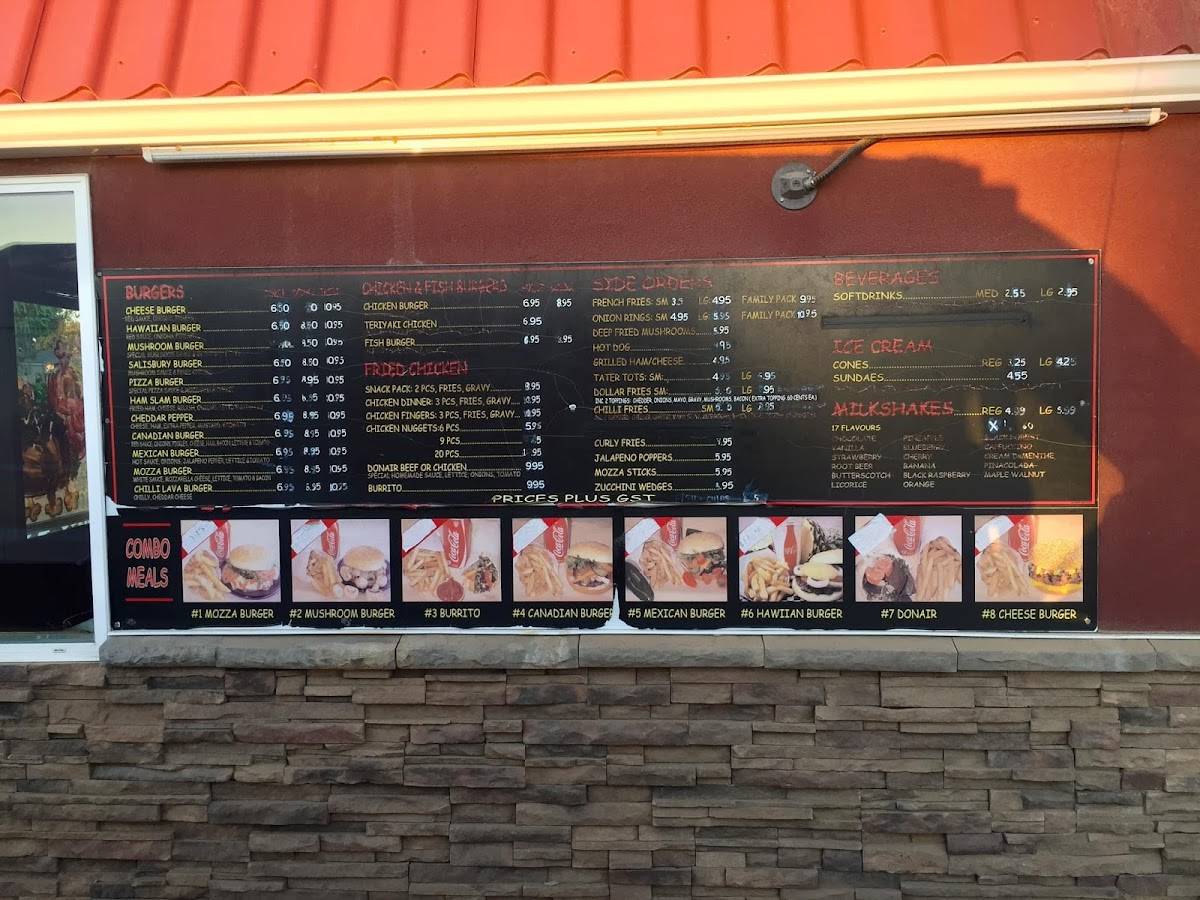 Menu at Jimmy's Drive Inn restaurant, Bow Island