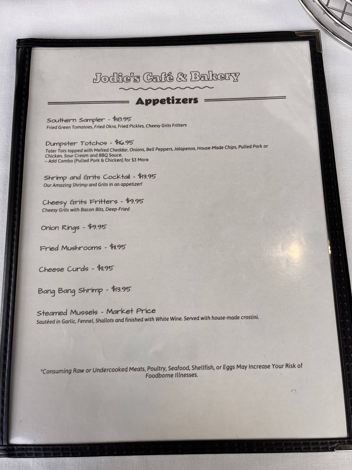 Menu at Jodie's Cafe and Bakery, Wiscasset