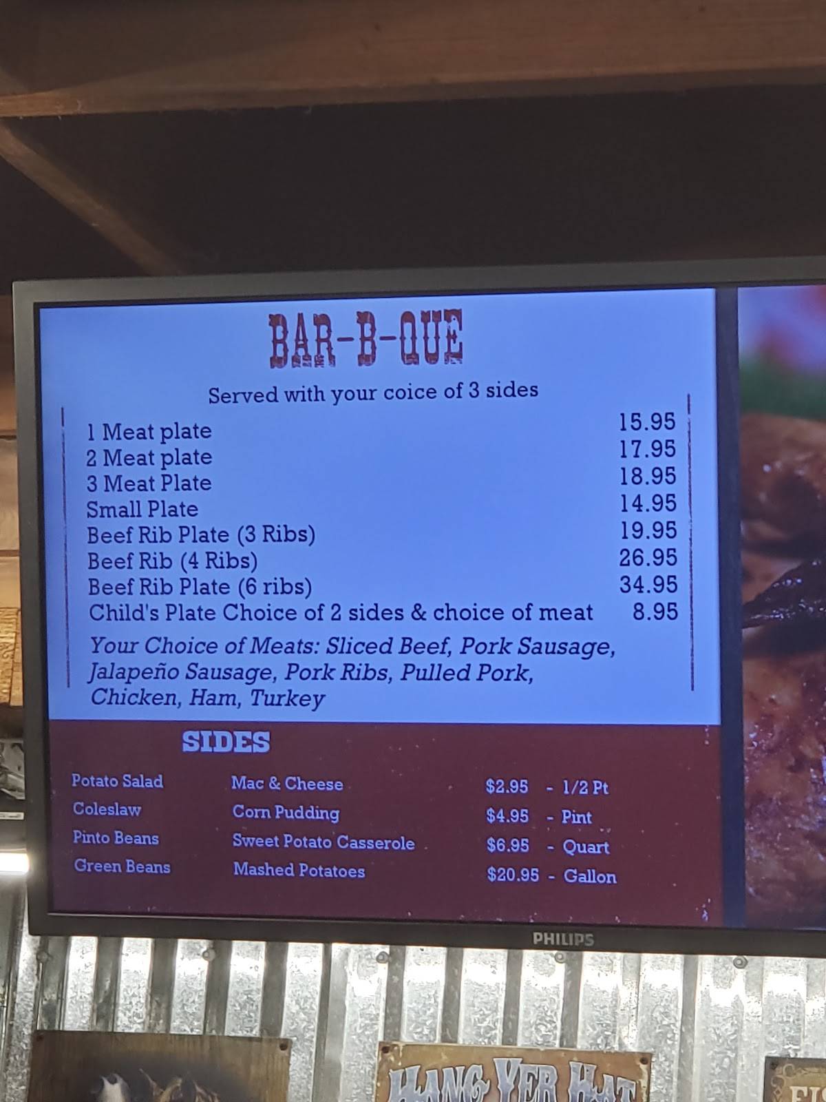 Menu at Joe's Barbeque Company, Alvin, E Hwy 6