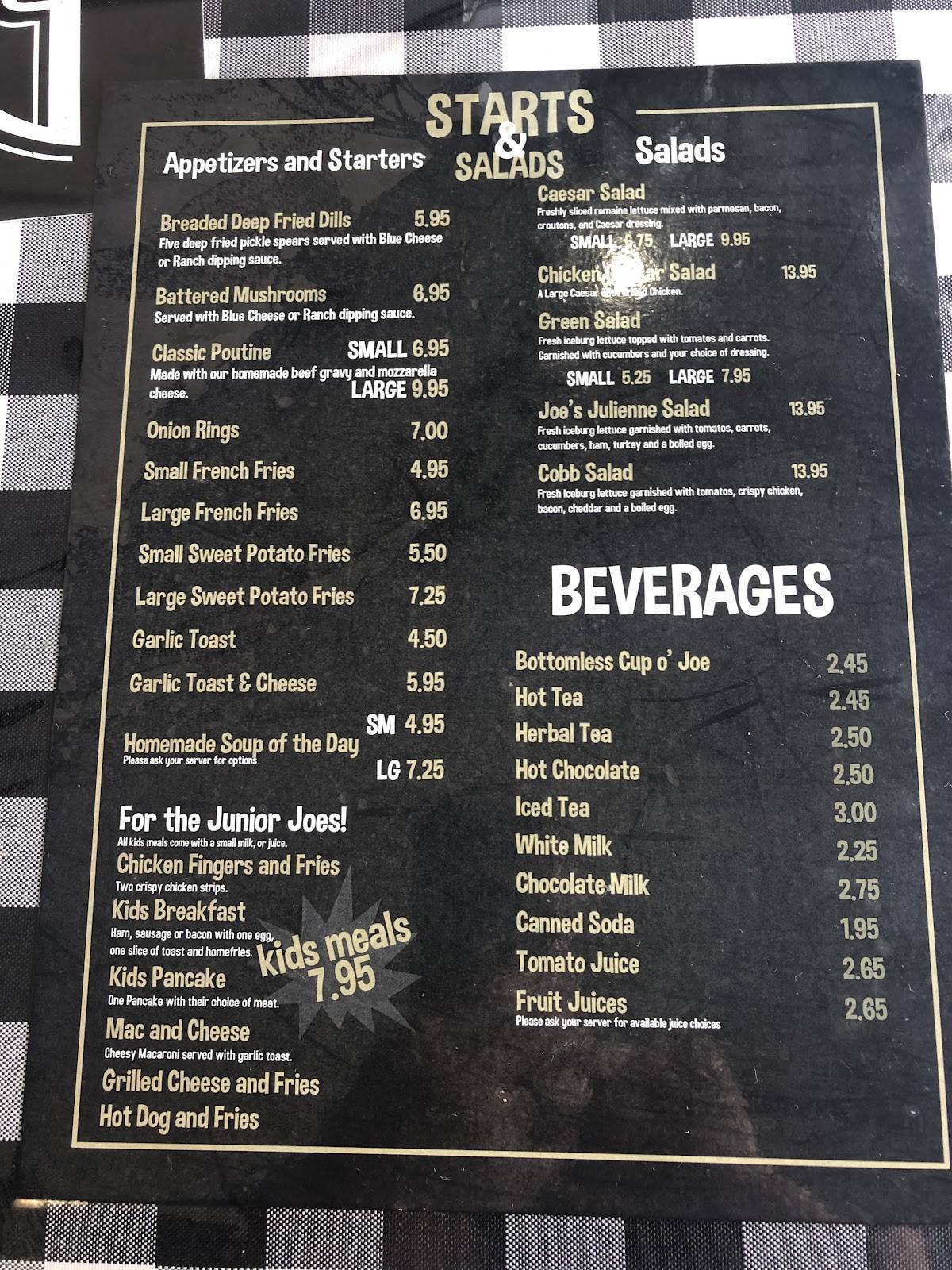 Menu at Joe's Diner - Stratford restaurant, Stratford