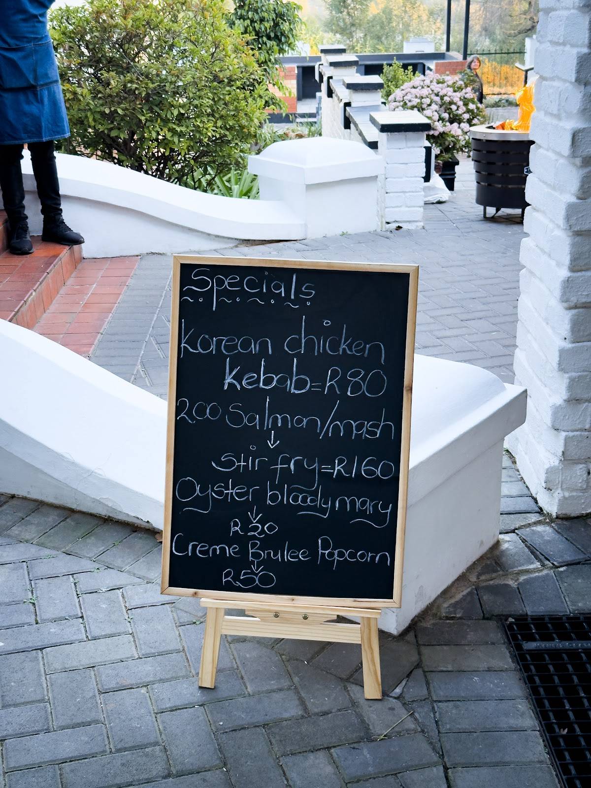 Menu at Bossa Modderfontein restaurant, Johannesburg