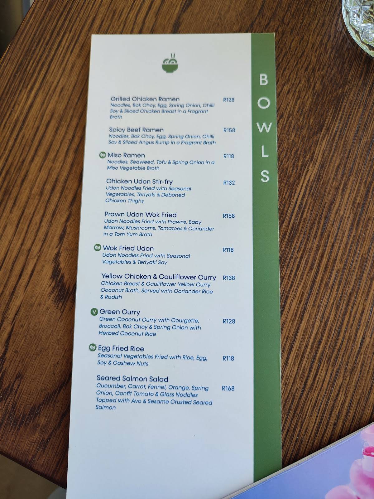 Menu at Blu Bam Boo restaurant, Johannesburg