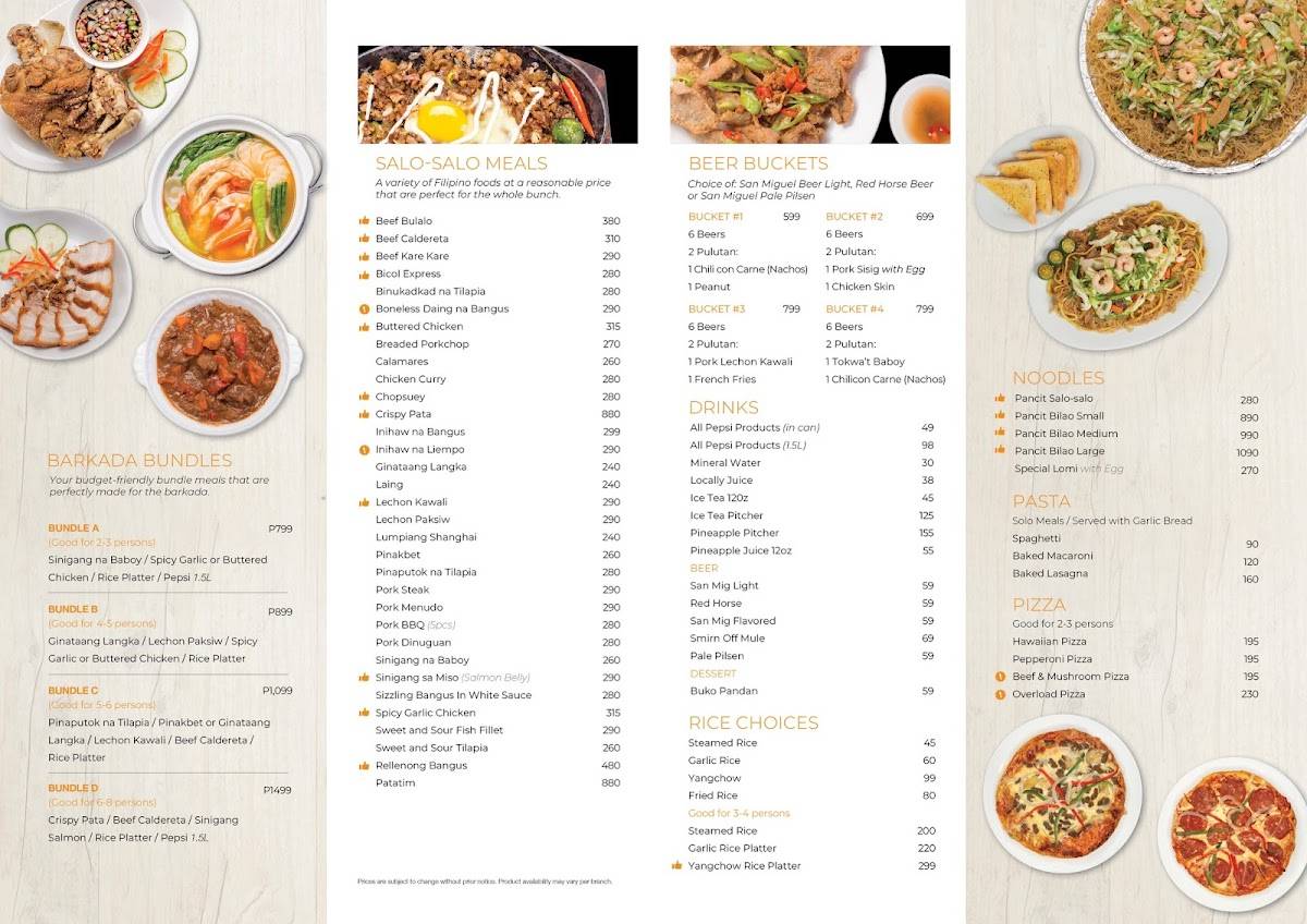 Menu at Joliant Restaurant Betterliving, Parañaque, 155 Doña Soledad Ave