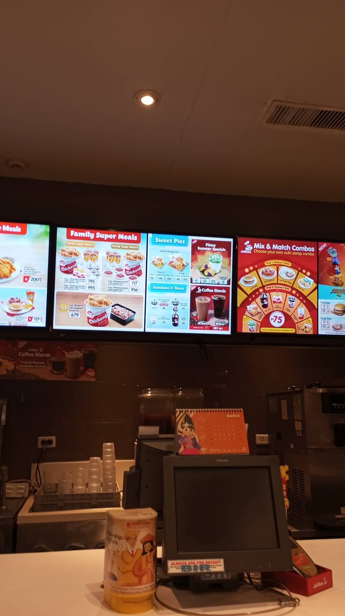 Menu at Jollibee restaurant, Pulilan, H-way