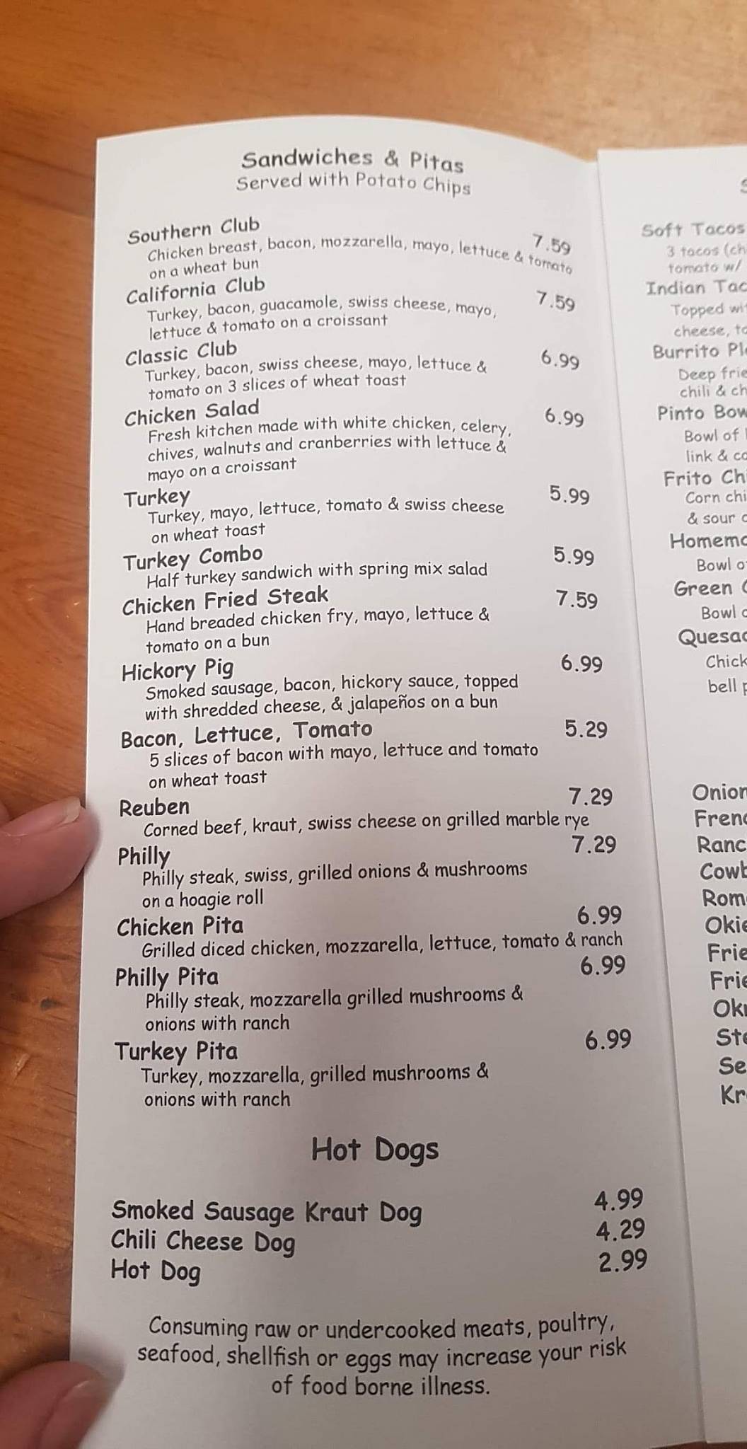 Menu at Jonny's At Oak Tree restaurant, Duncan