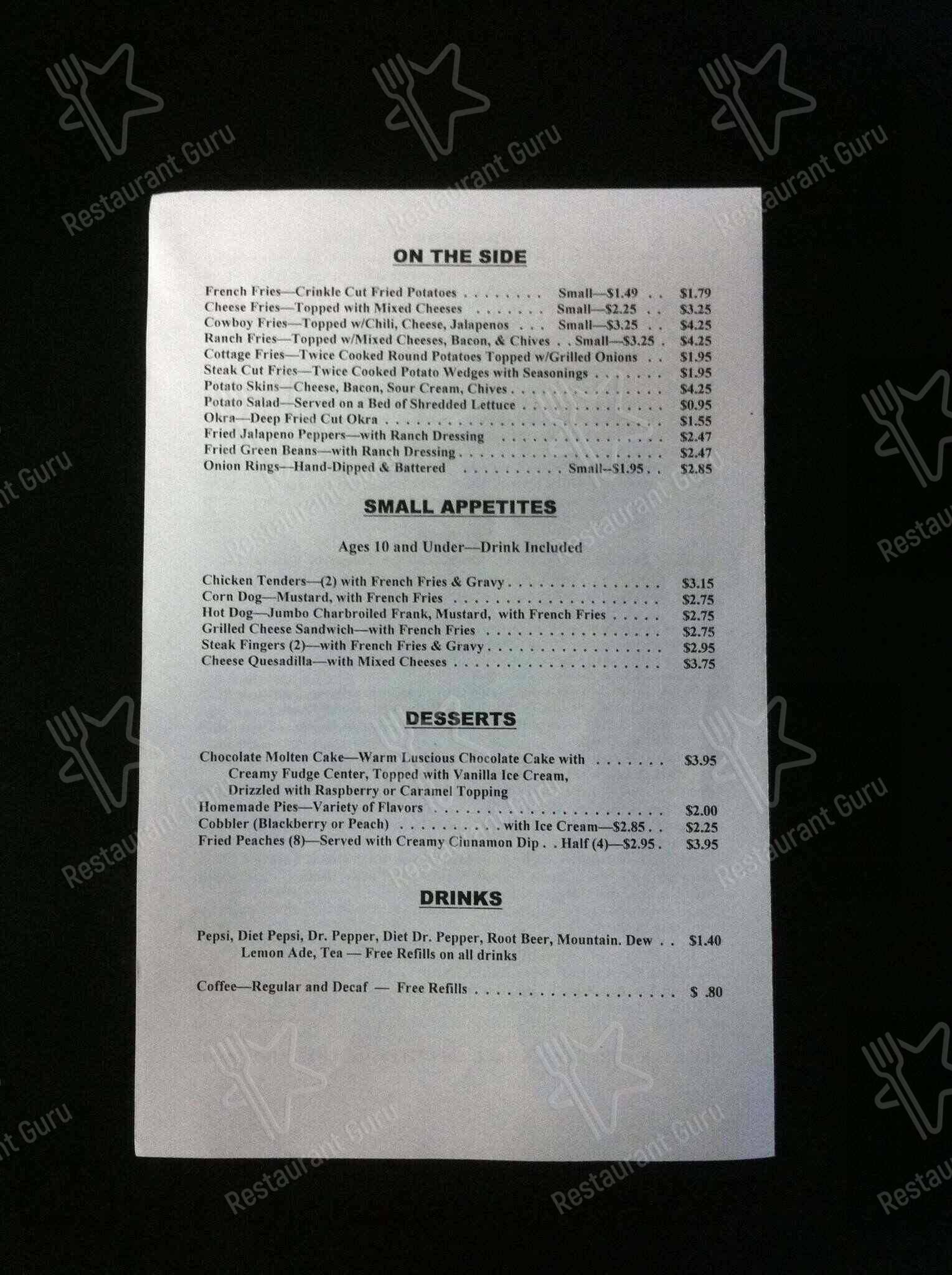 Menu at Jonny's At Oak Tree restaurant, Duncan