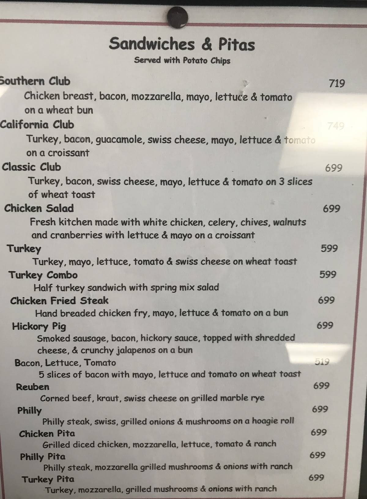 Menu at Jonny's At Oak Tree restaurant, Duncan
