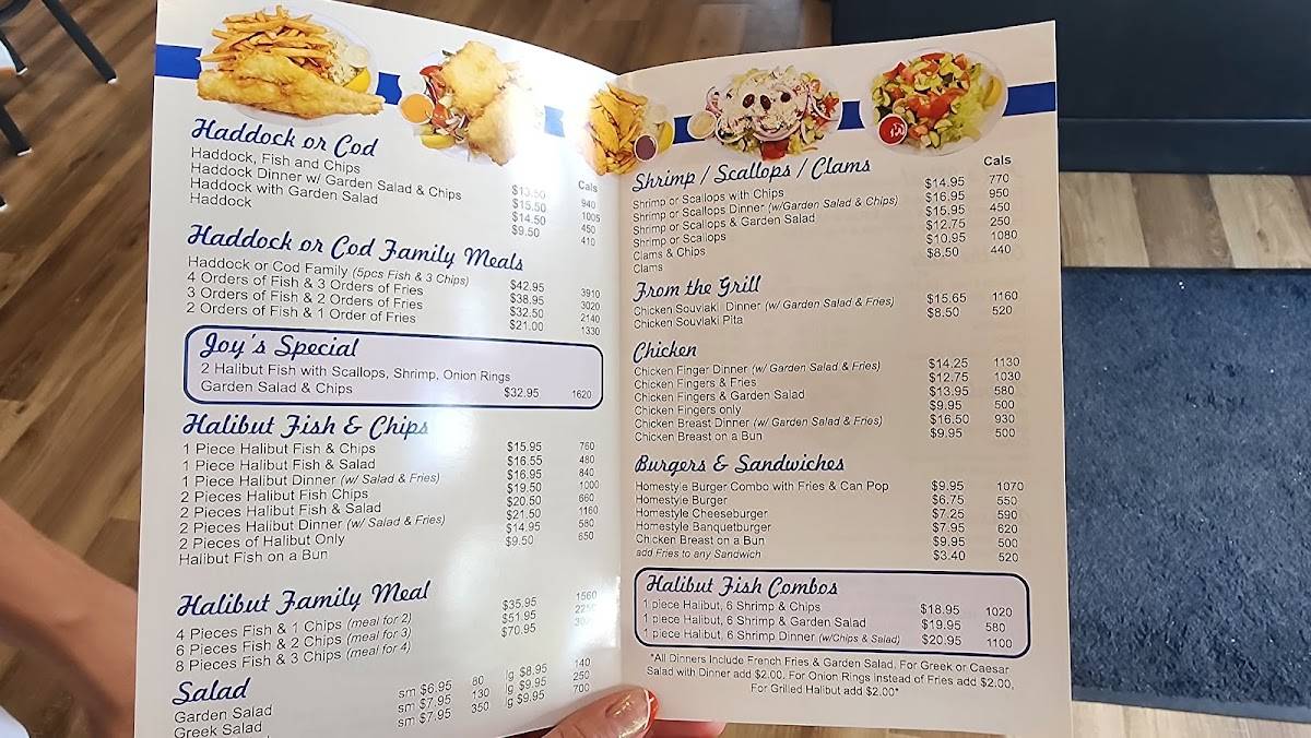 Menu at Joy's Fish & Chips restaurant, Whitchurch-Stouffville