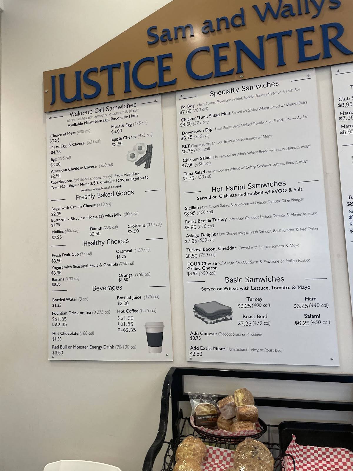 Menu at Justice Center Cafe, Raleigh