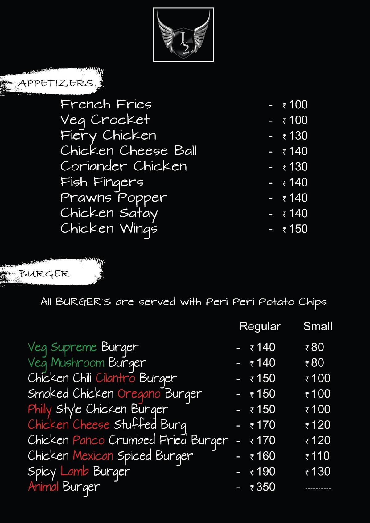 Menu at Justin's Den Restaurant, Vellore, 45/21