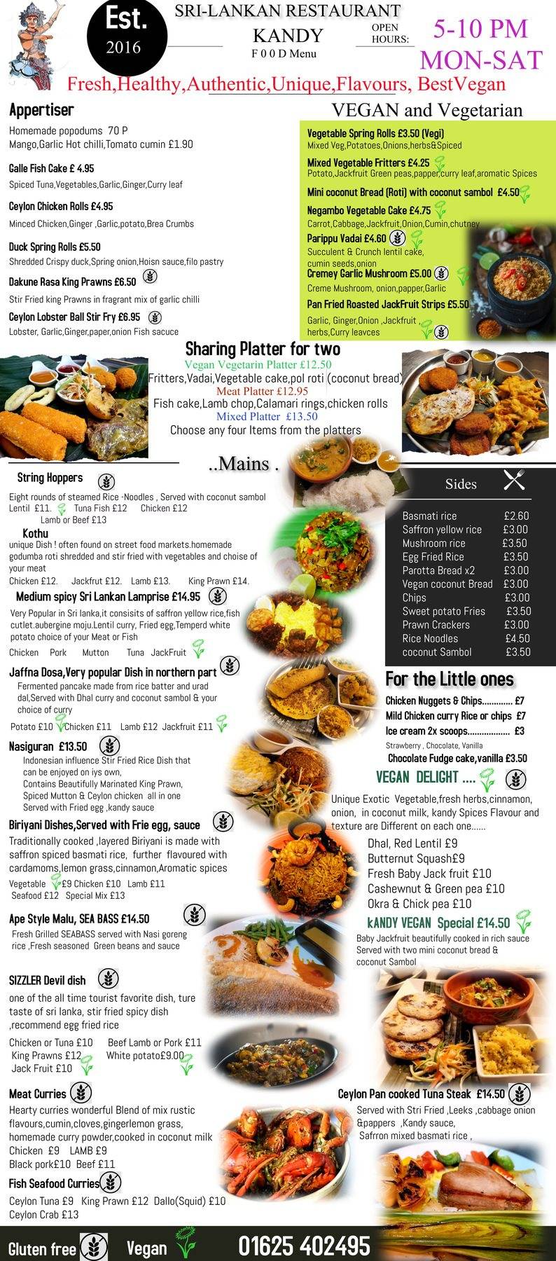 Menu at KANDY SRI LANKAN RESTAURANT, Macclesfield
