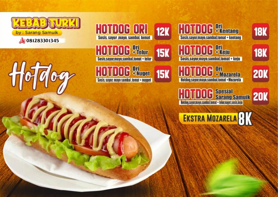 Menu at KEBAB TURKI & SARANG SAMUIK CAFE, Indonesia