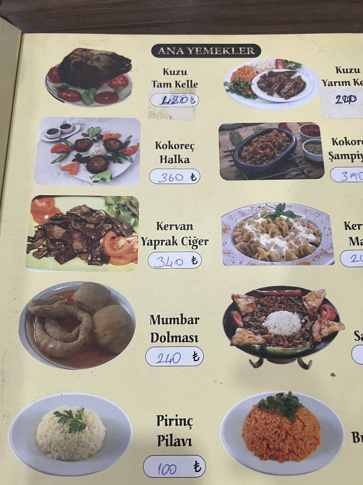 Carta del restaurante KERVANSARAY İŞKEMBE SALONU, Estambul, A
