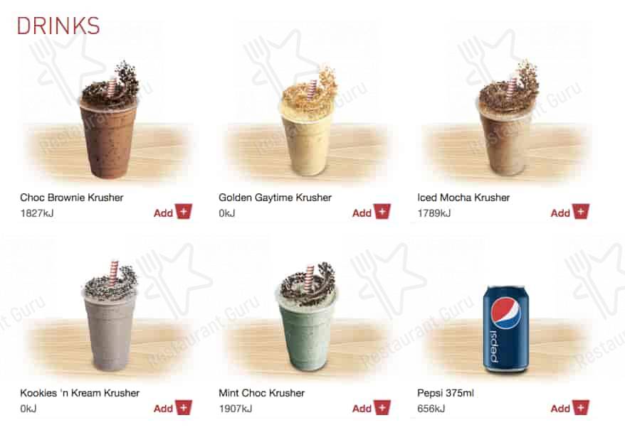 Menu at KFC fast food, Perth, 21/419 Wellington St