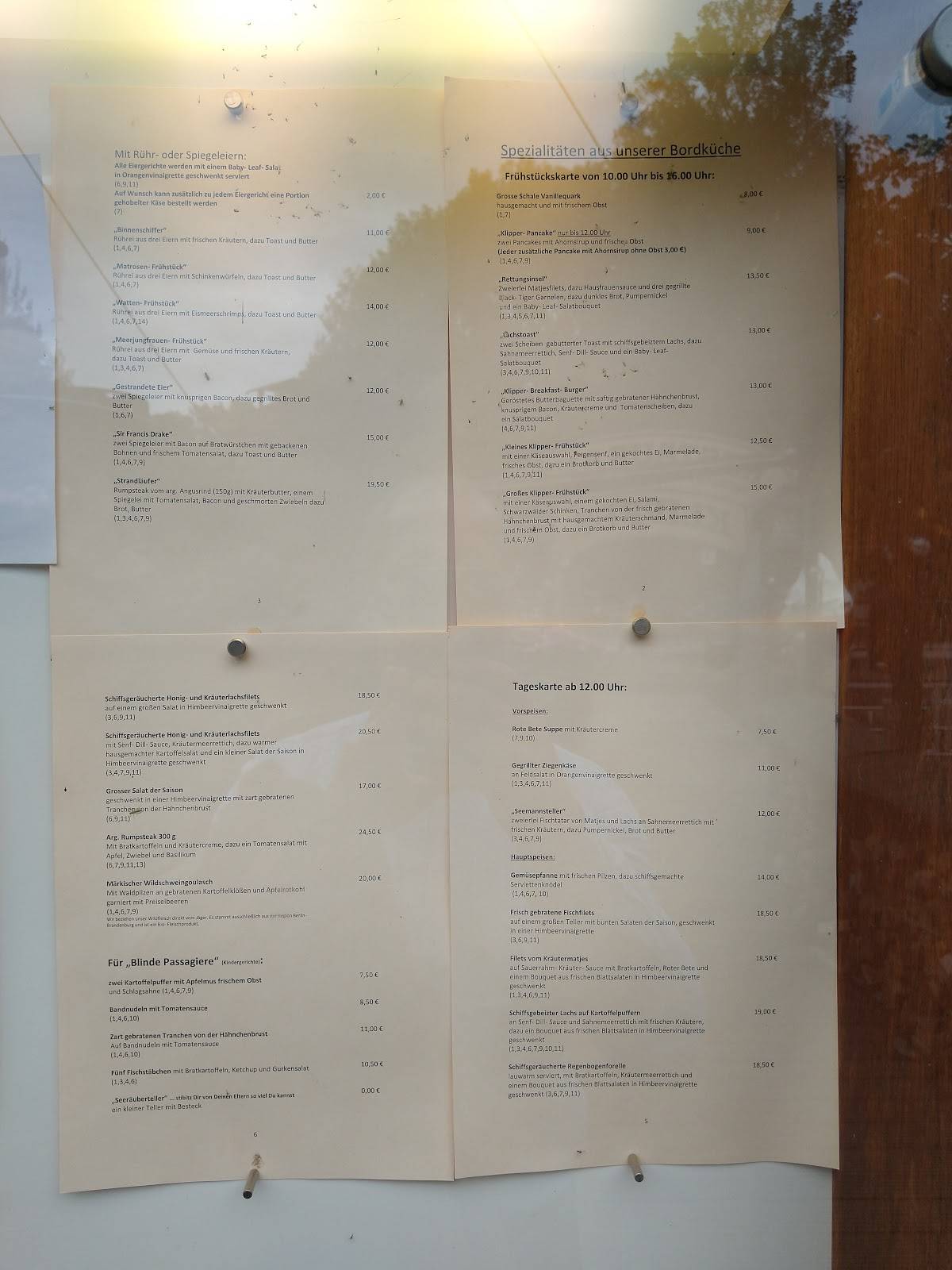 Speisekarte von Klipper Segelschiffrestaurant, Berlin