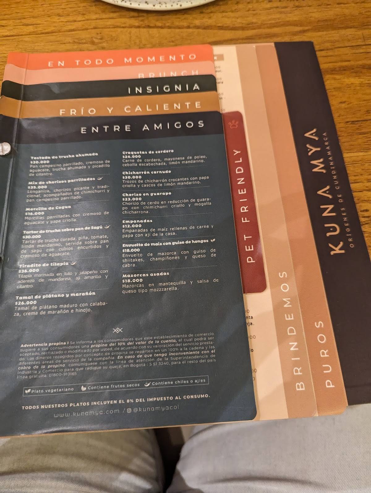 Carta del restaurante KUNA MYA, Bogotá