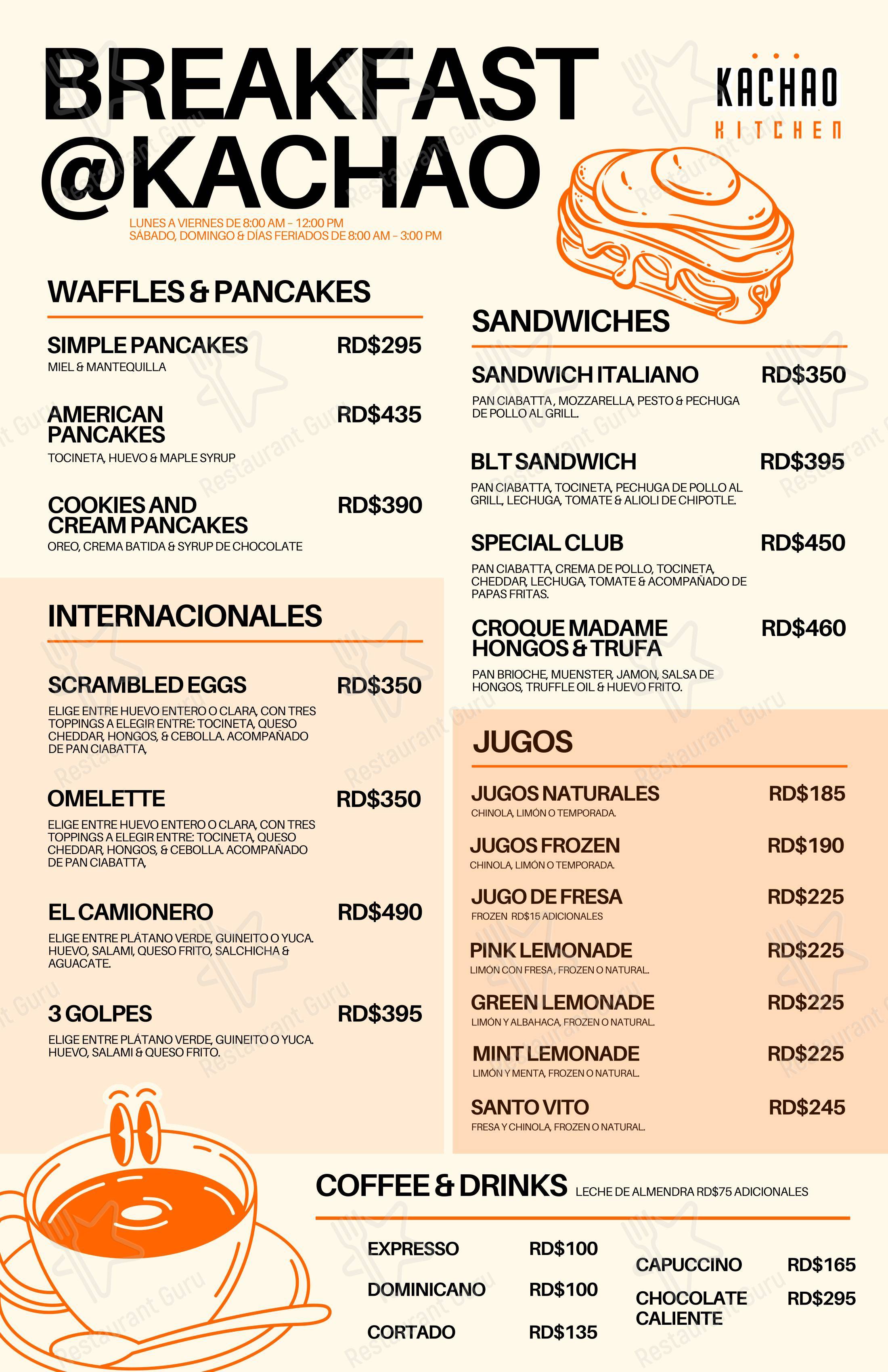 Carta del restaurante Kachao Kitchen bella vista, Santo Domingo