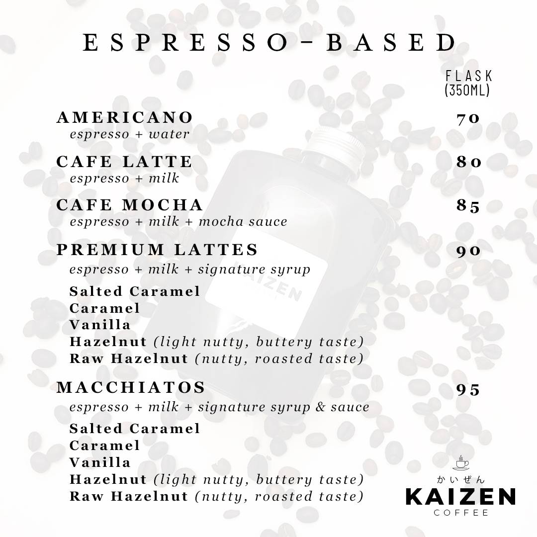 Menu at Kaizen Coffee PH, Makati