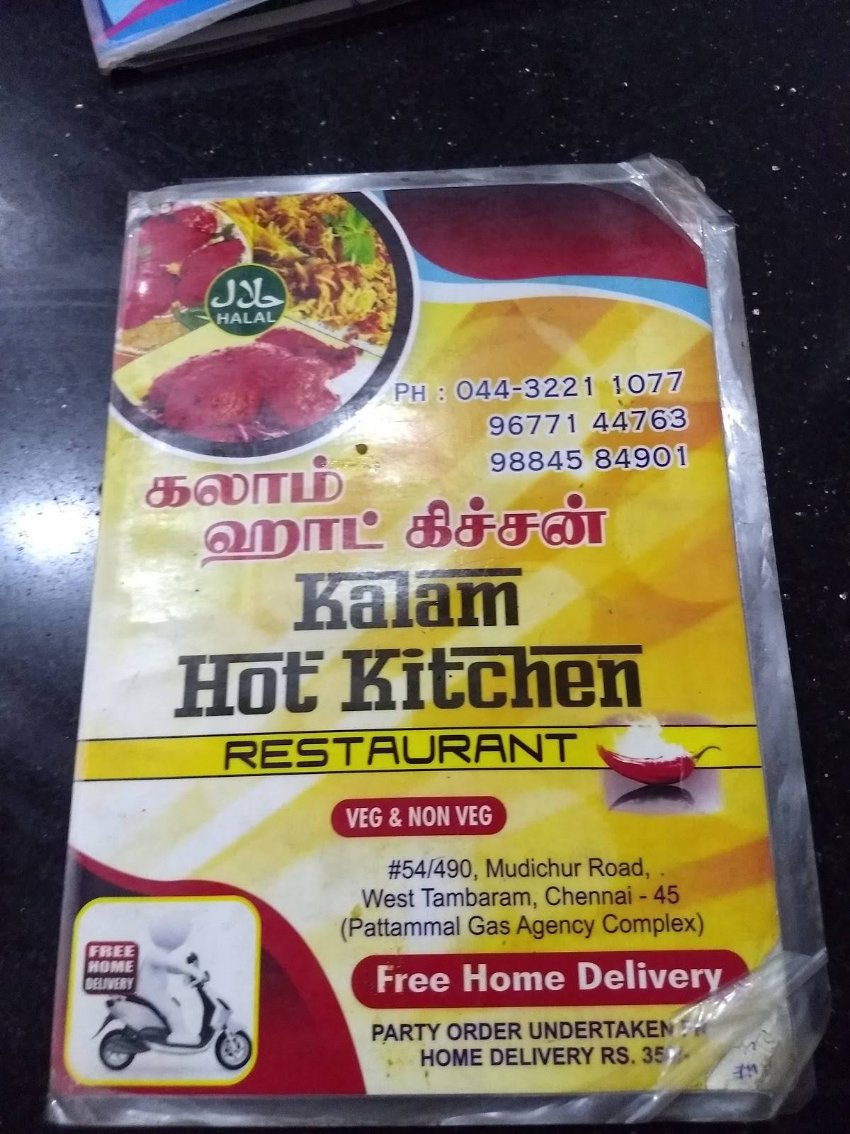 Menu at Kalam Hot Kitchen Restaurant, Chennai, No. 54/490