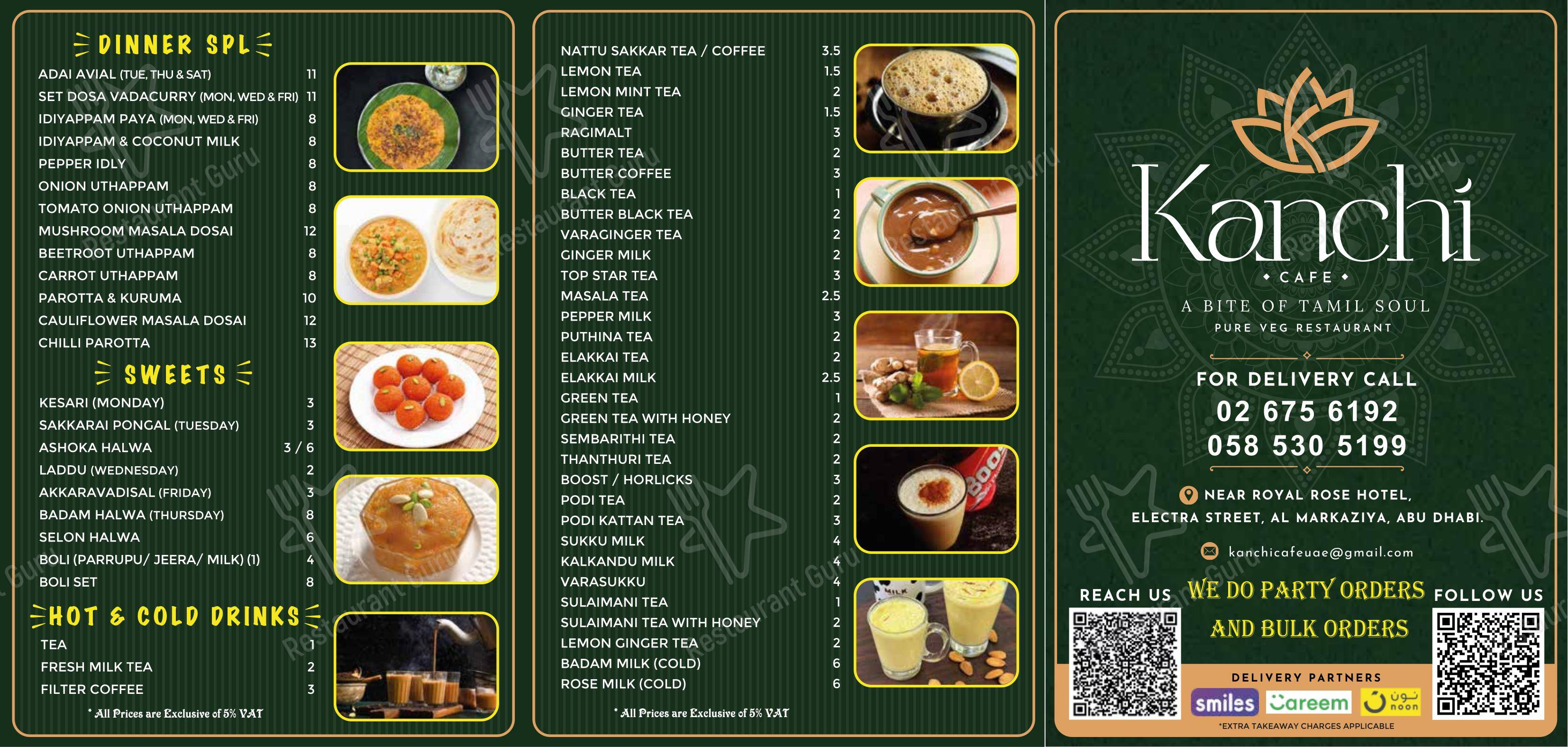 Menu at Kanchi Cafe Pure Veg Restaurant, Abu Dhabi
