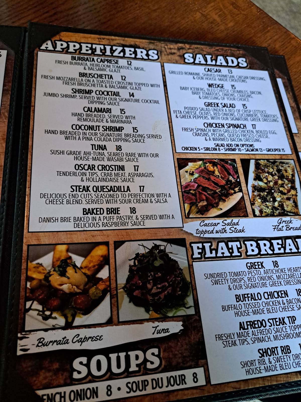 Menu at Kane's Cattle Co. steakhouse, Crystal River