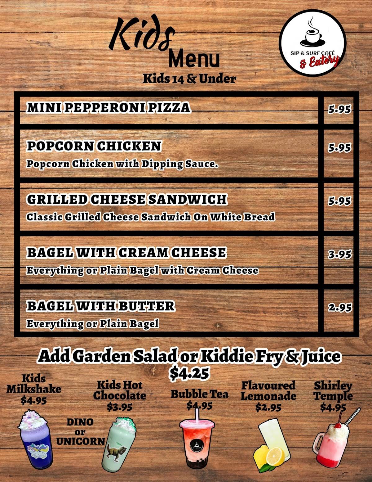 Menu au Sip n Surf Café & Eatery, Kapuskasing