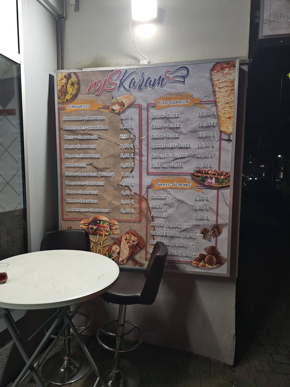 Menu au Karam Imbiss restaurant, Bayreuth