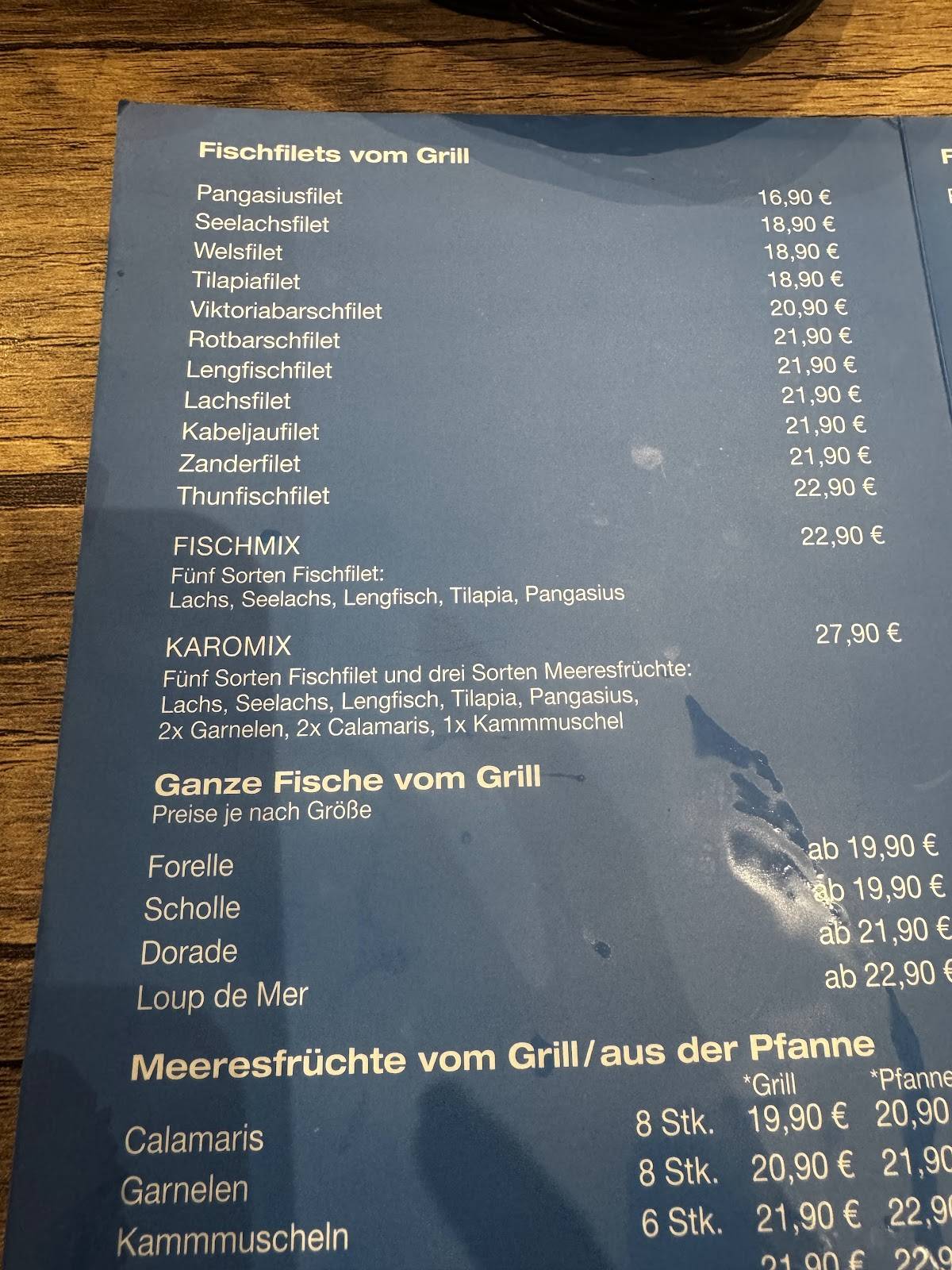 Speisekarte von Karo Fisch restaurant, Hamburg