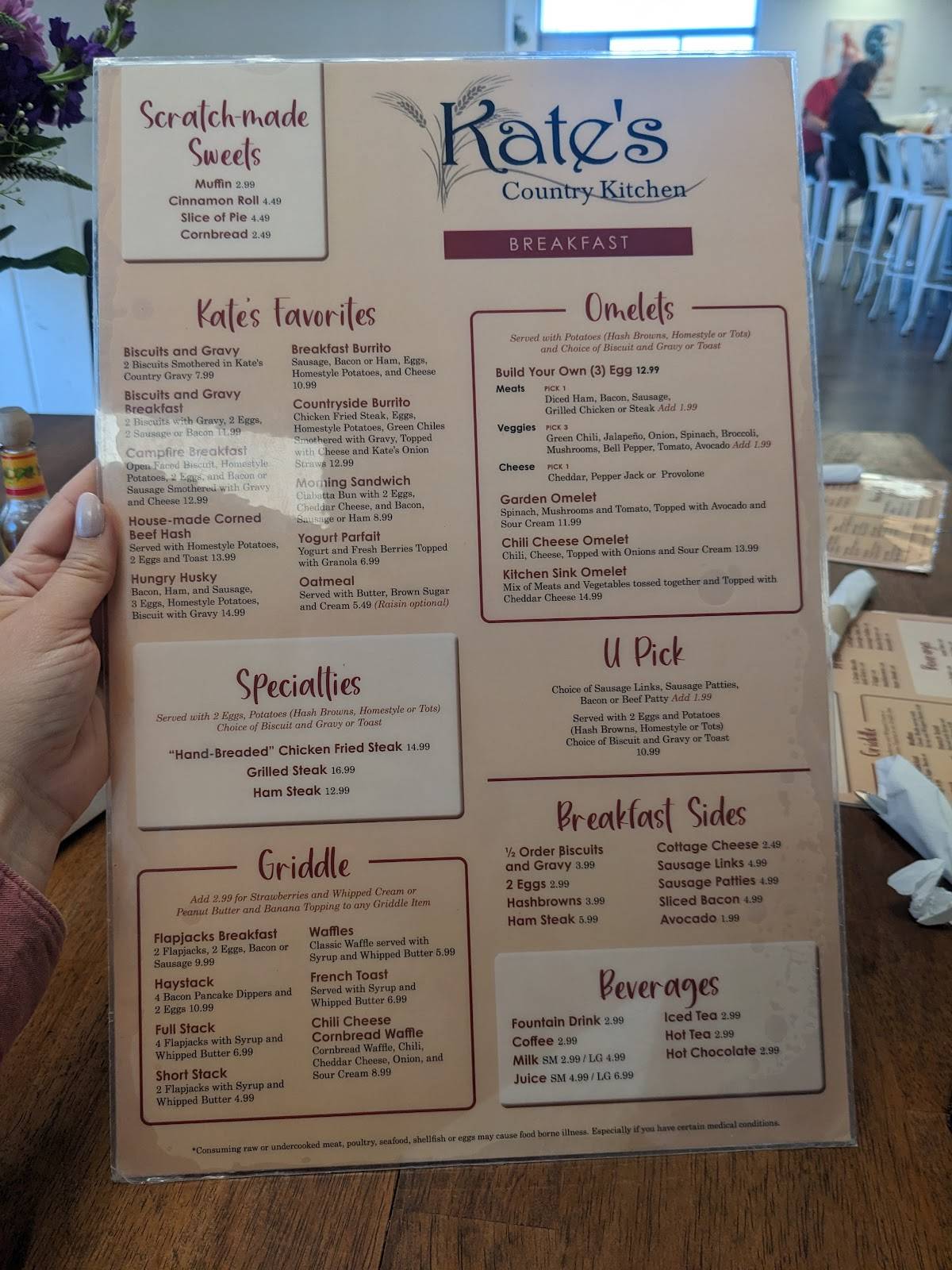 Menu at Kate's Country Kitchen restaurant, Emmett