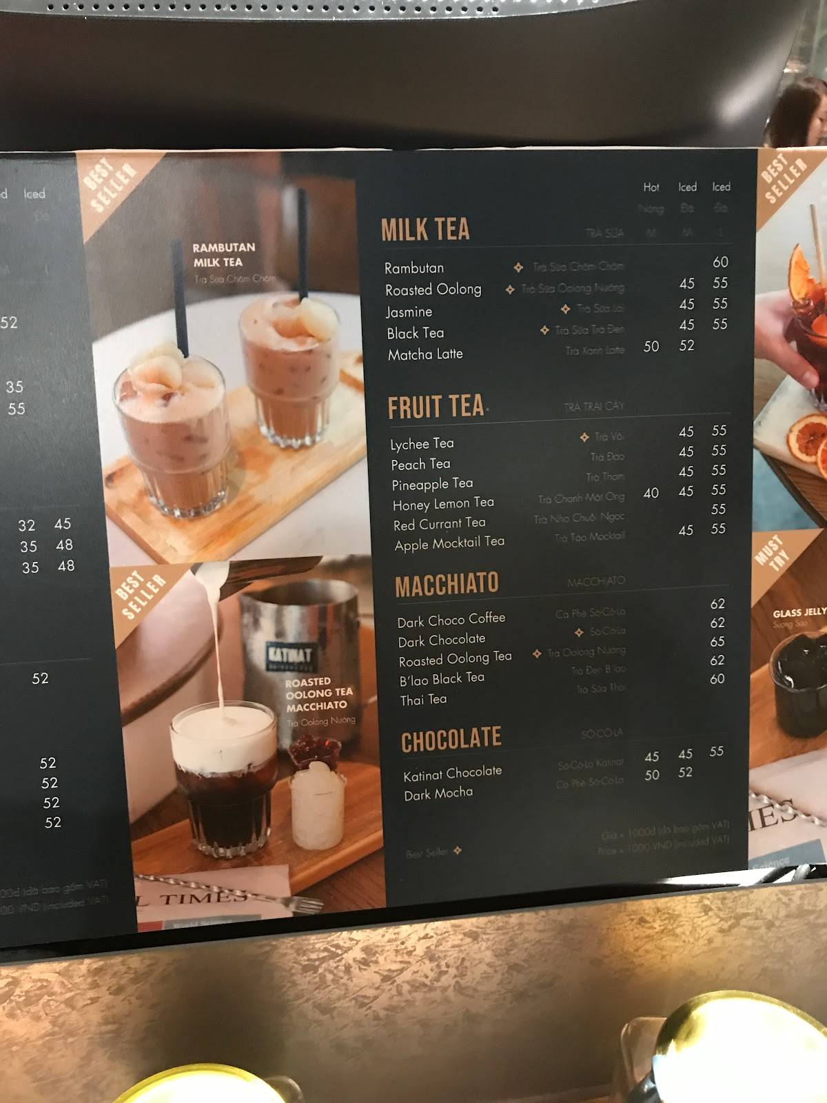 Menu at Katinat, Ho Chi Minh City, 20 Đ. Cộng Hòa