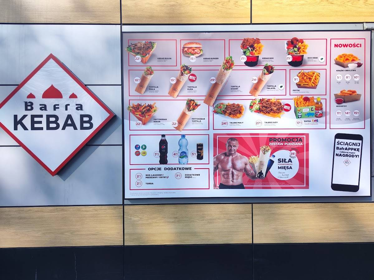 Menu at Bafra Kebab, Katowice, Józefowska 108
