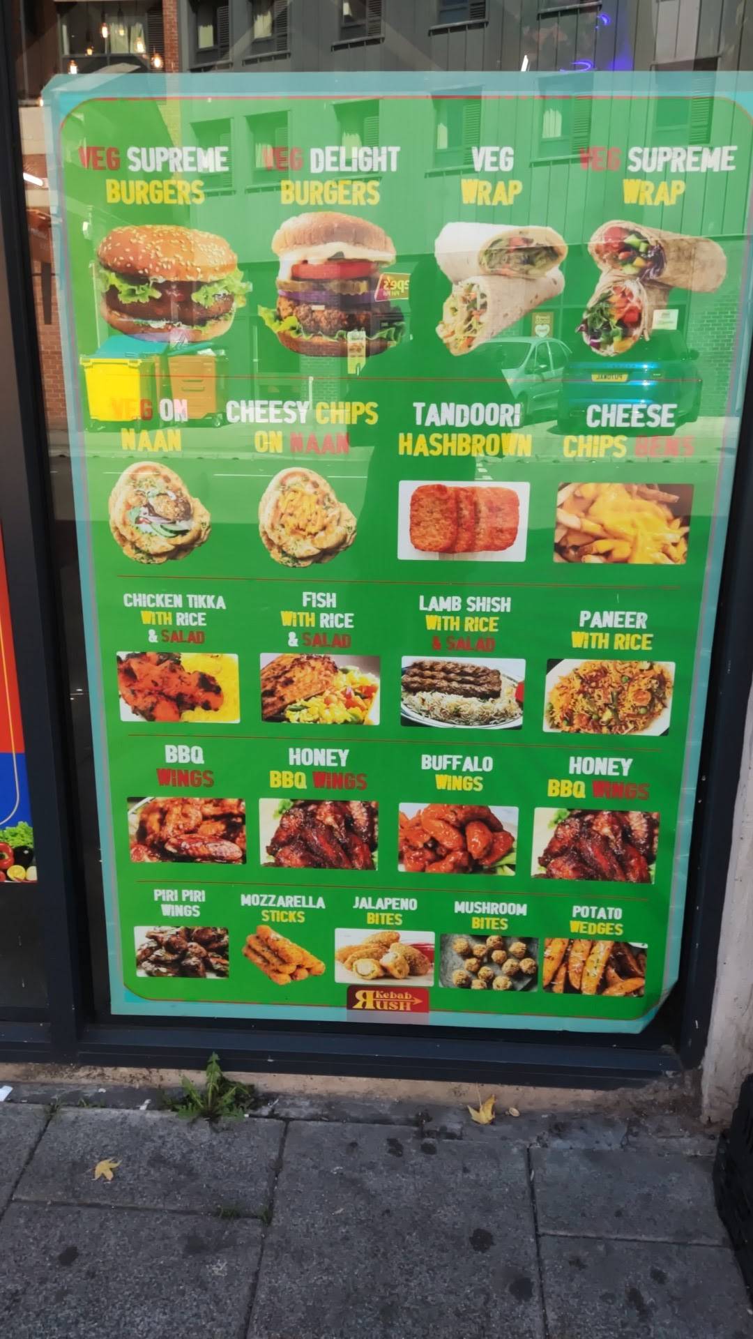 Menu at Kebab Rush fast food, Coventry