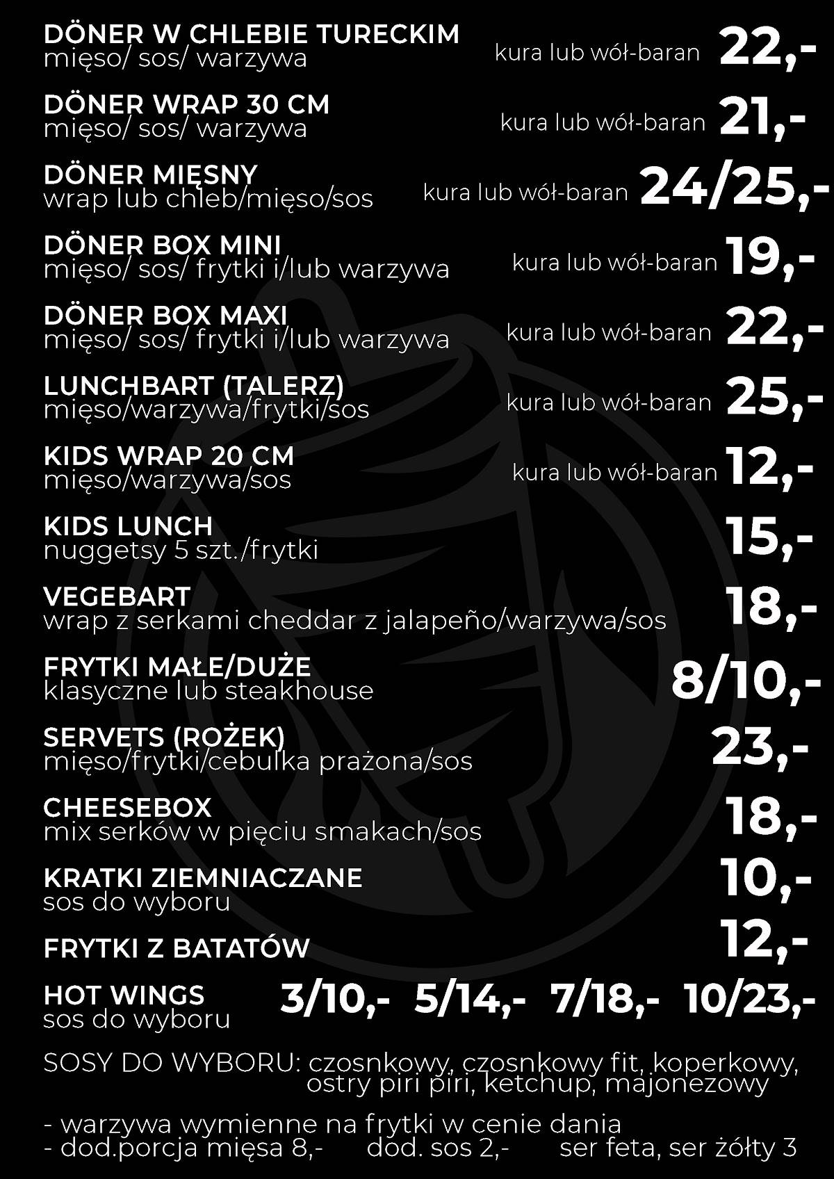 Menu at Kebart, Olkusz