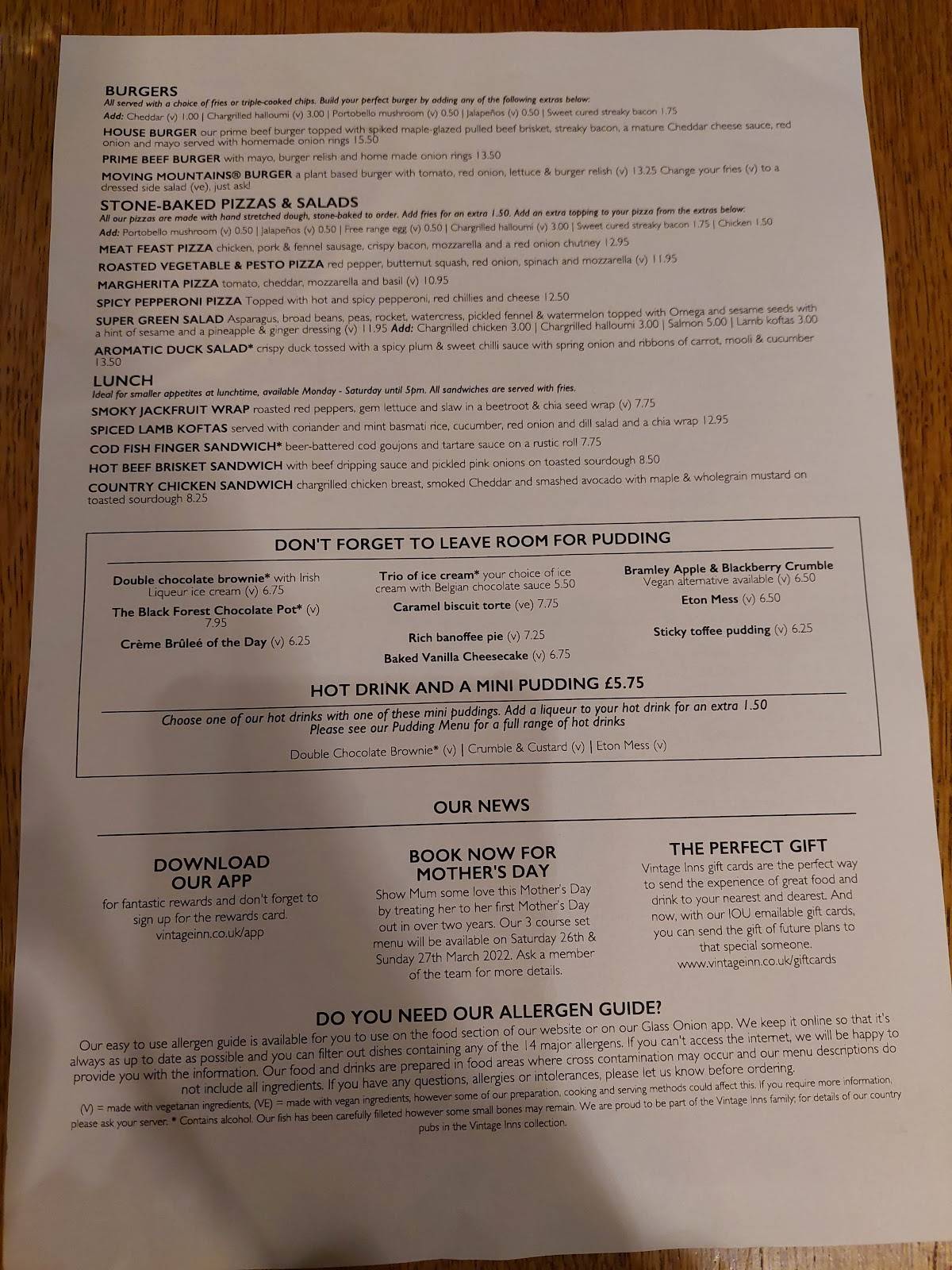 Menu at The Otter pub & bar, Kegworth
