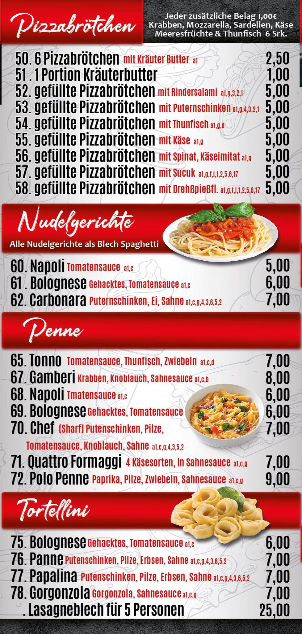 Speisekarte von EVA Grill Pizzeria & Grill, Kempen