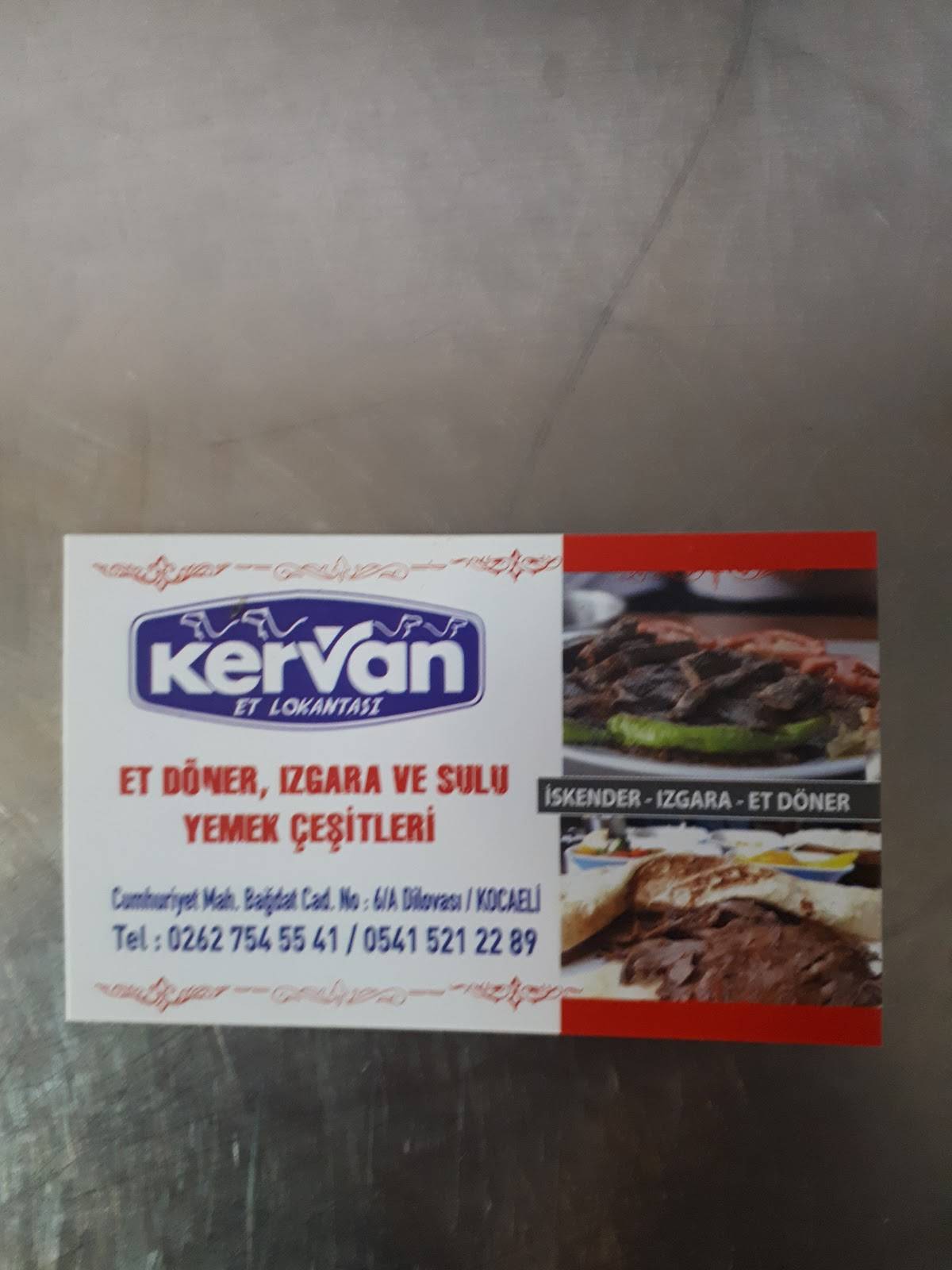 Menu at Kervan et lokantasi dilovasi, Dilovası