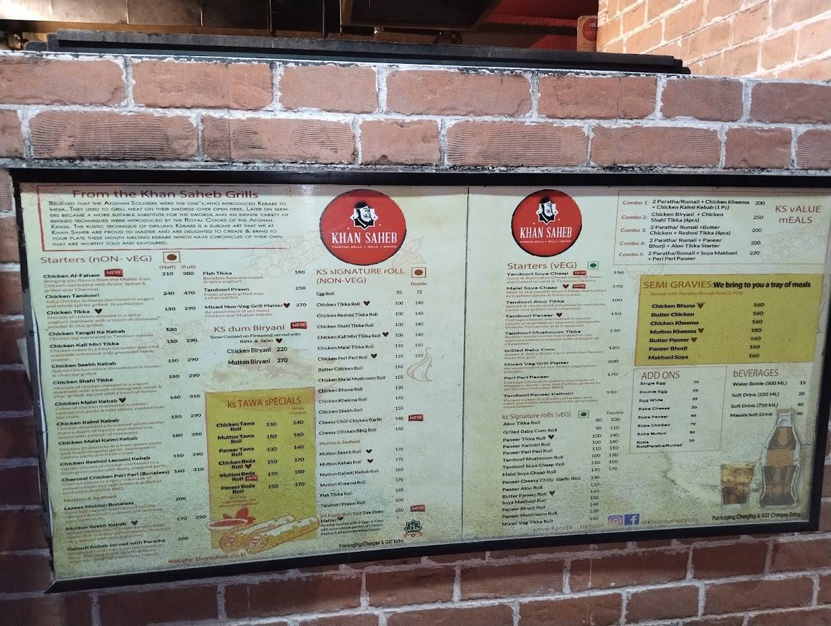 Menu at Khan Saheb Grills & Rolls, Bengaluru, Jakkasandra Cross Rd