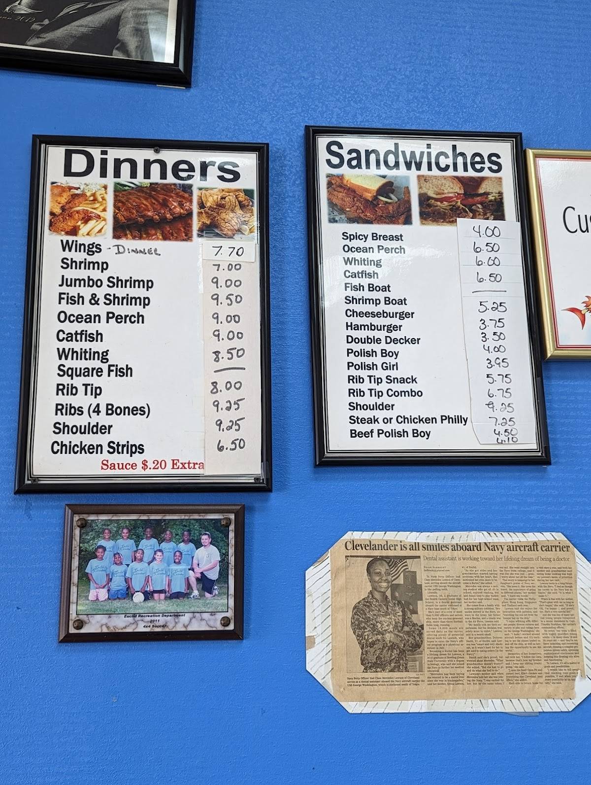 Menu at Kim's Wings restaurant, Euclid, Lakeshore Blvd