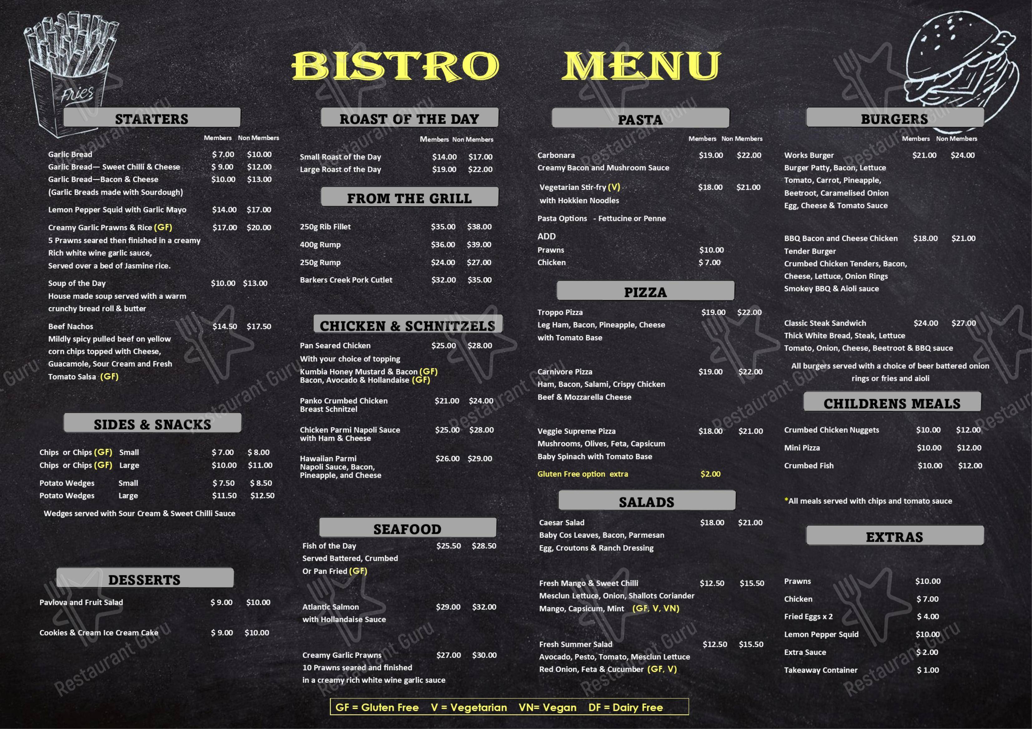 Menu at Kingaroy RSL pub & bar, Kingaroy