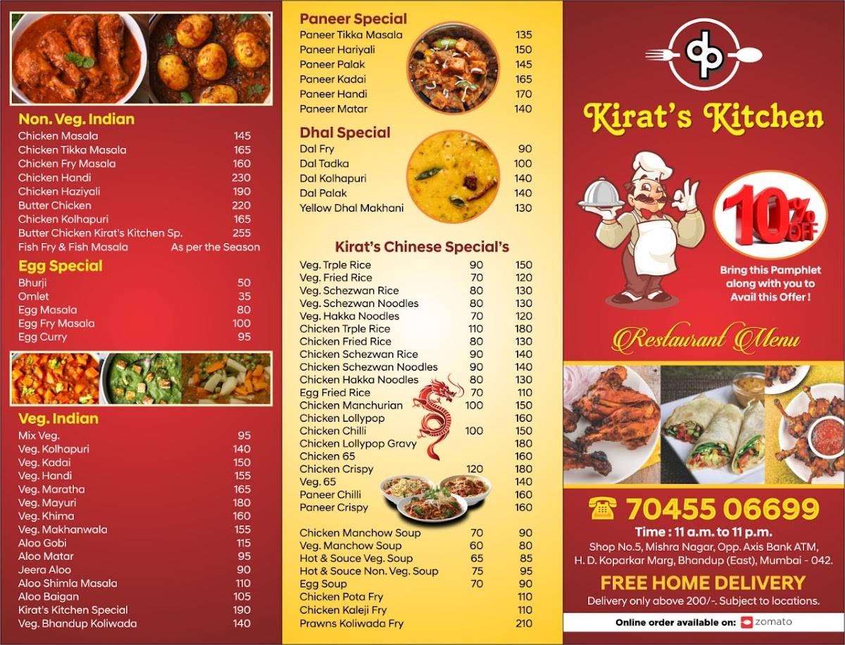 Menu at Kirat's Kitchen, Mumbai