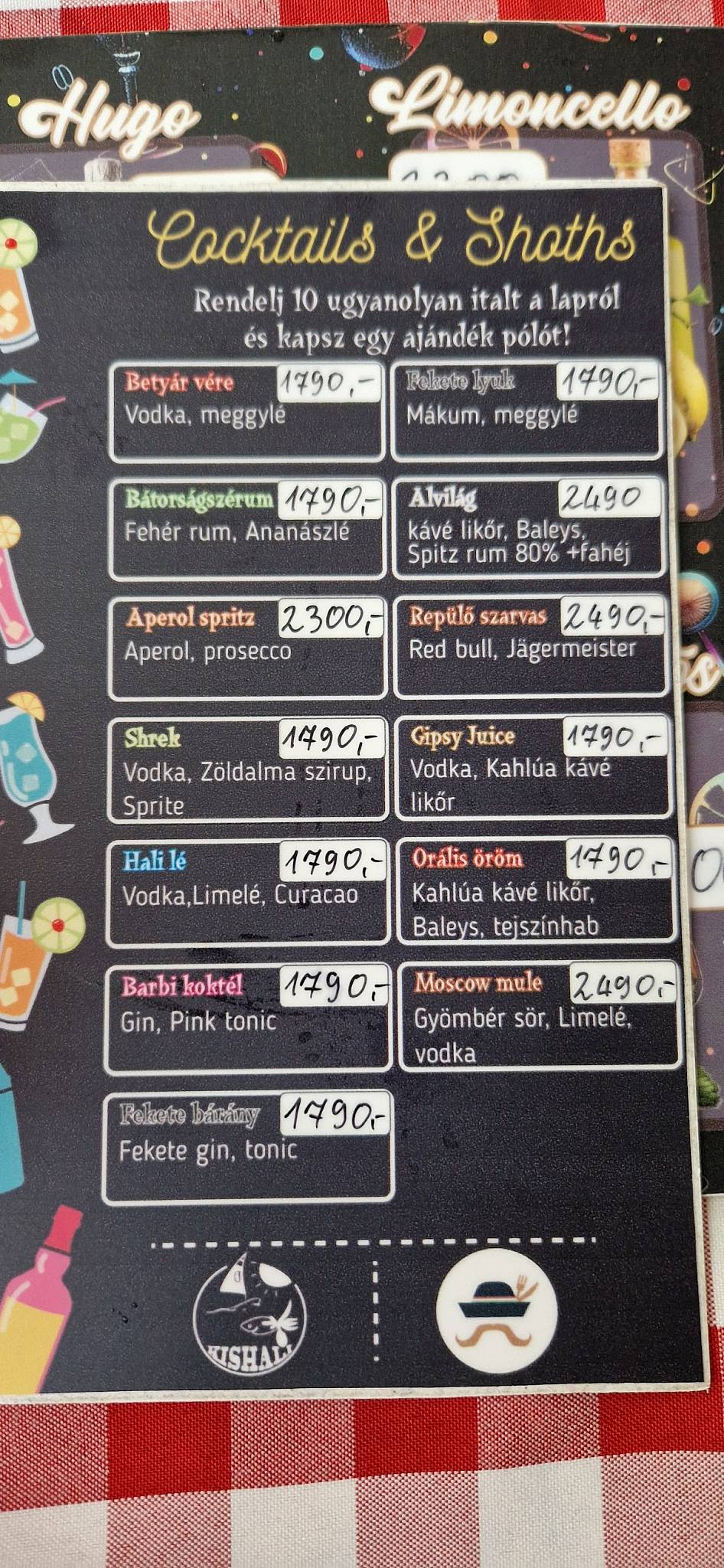 Menu at Kis Hali Étterem restaurant, Keszthely