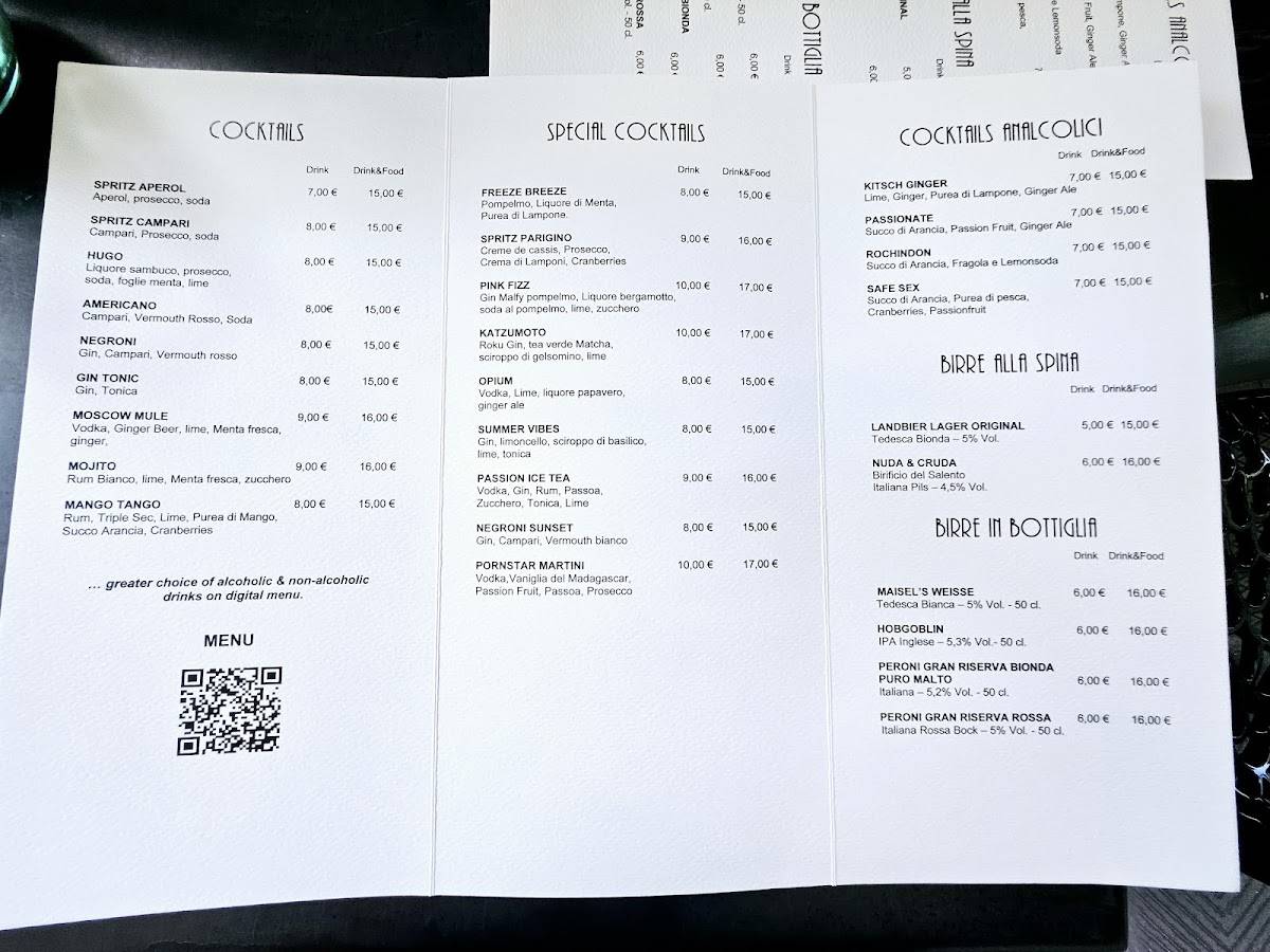 Menu da Kitsch 2 caffè bar, Firenze