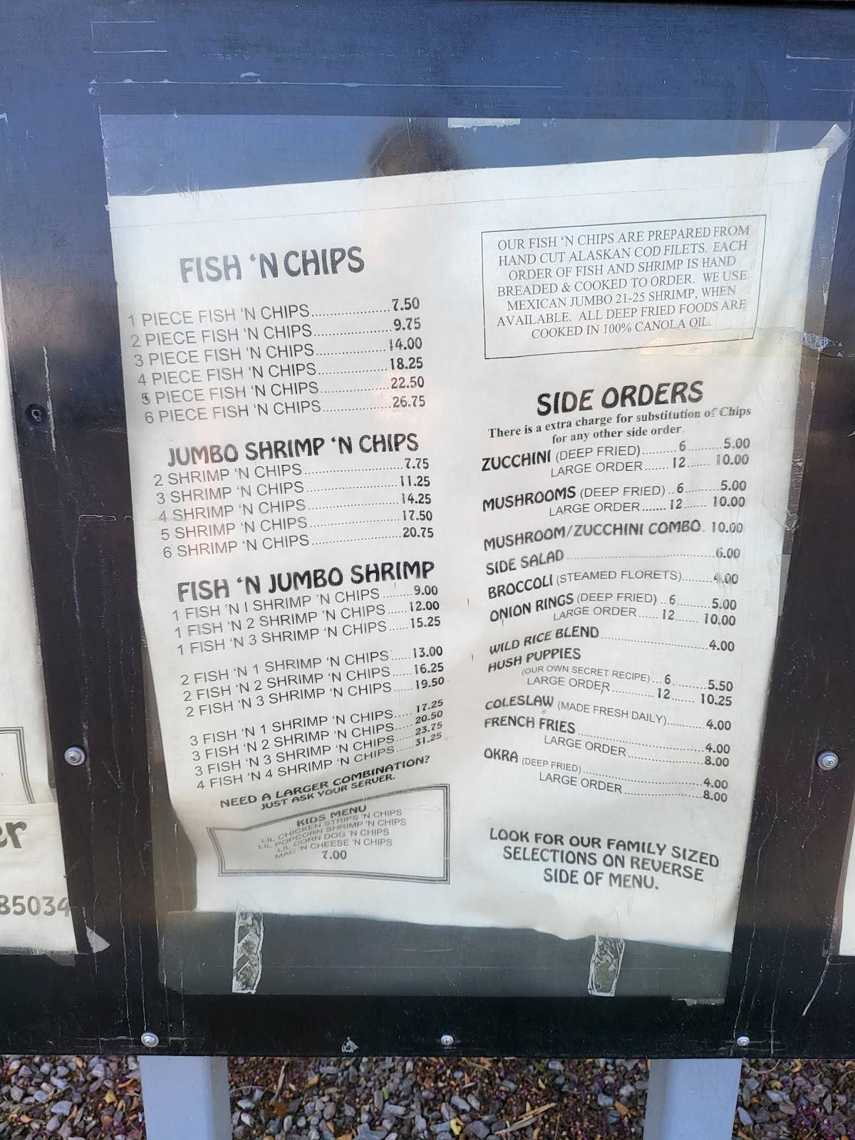 Menu at Knock Kneed Lobster restaurant, Phoenix