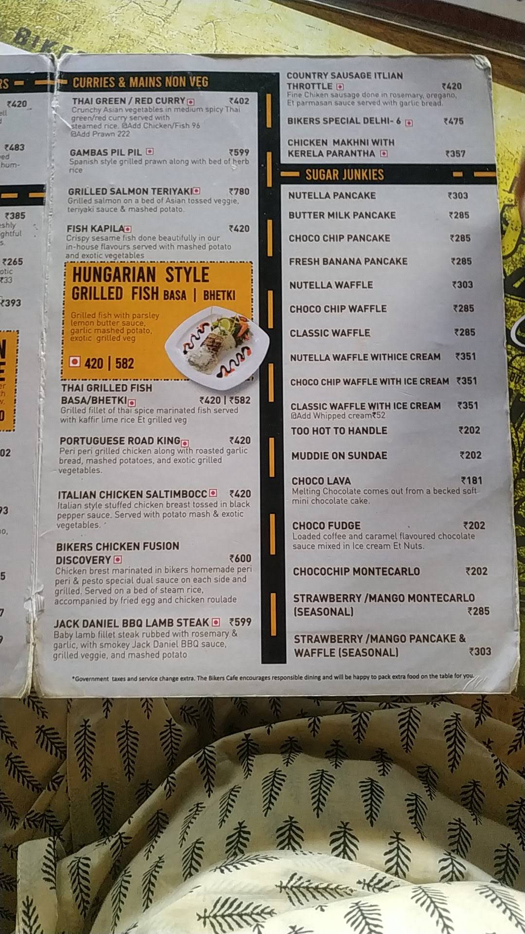 Menu at The Bikers Cafe, Kolkata, Platinum mall
