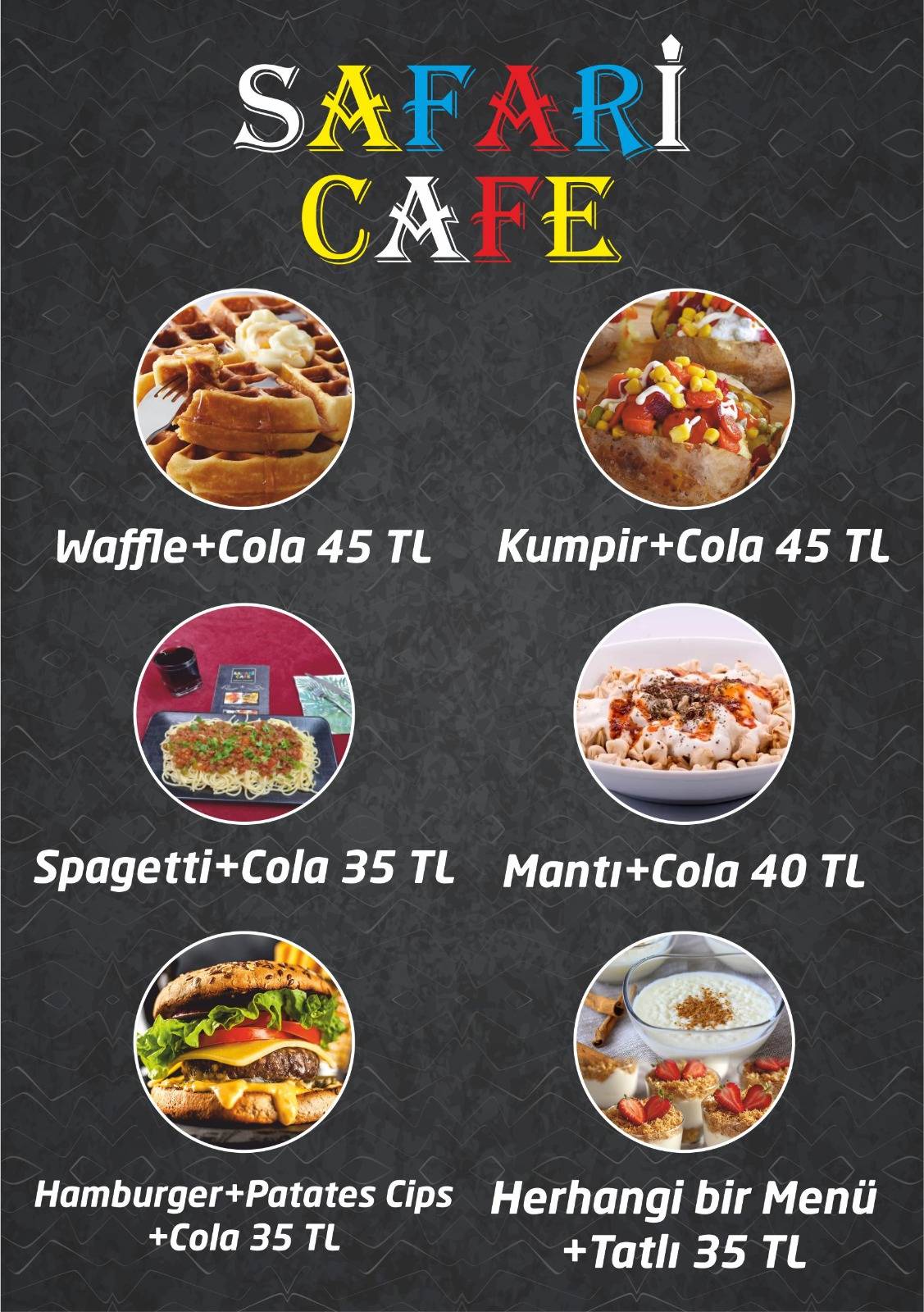 Menu at SAFARİ CAFE, Konya