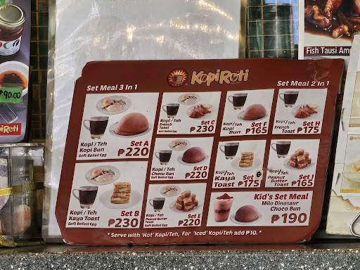 Menu at Kopi Roti cafe, Quezon City, J3CF+66F