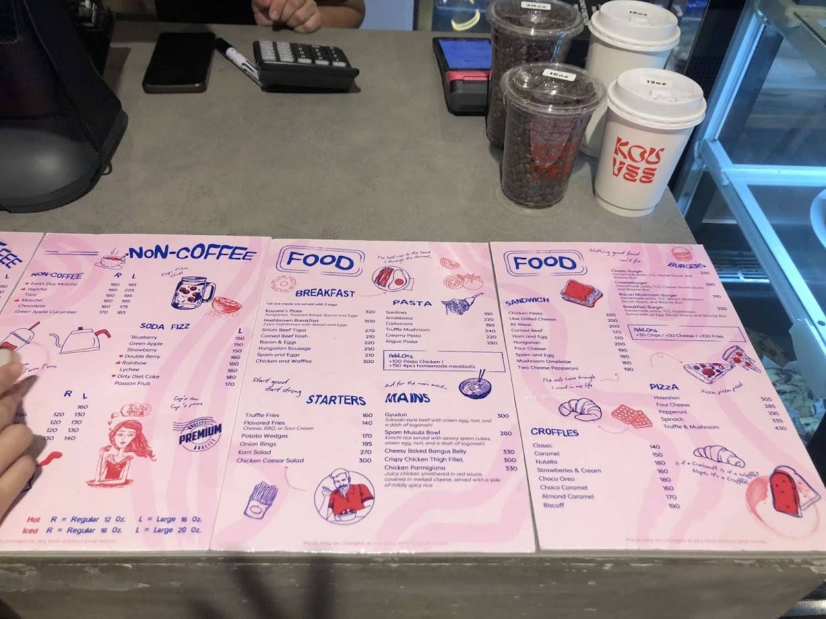 Menu at Kouvee Cafe + Studio, Quezon City