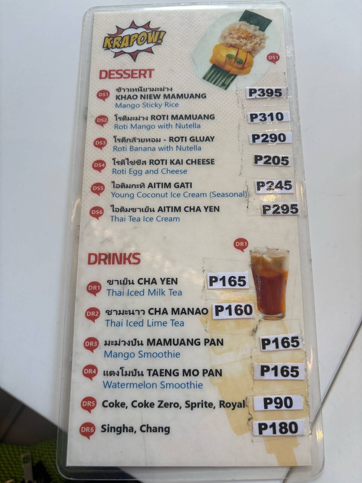 Menu at Krapow! BGC restaurant, Taguig