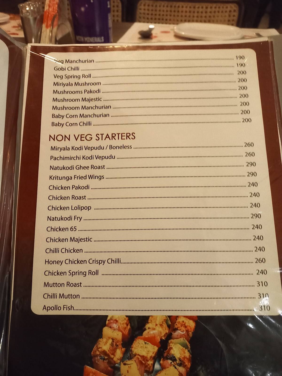 Menu at Kritunga Restaurant, Nellore