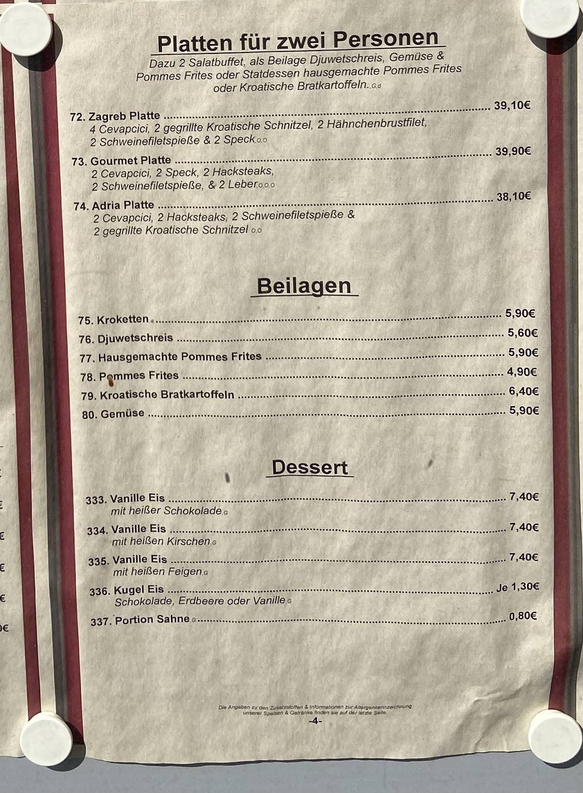 Speisekarte von Restaurant Ambiente, Bremen